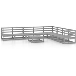 vidaXL - 9-tlg. Garten-Lounge-Set Grau Kiefer Massivholz