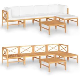 vidaXL - 6-tlg. Garten-Lounge-Set mit Creme Kissen Massivholz Teak