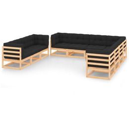 vidaXL - 10-tlg. Garten-Lounge-Set mit Kissen Massivholz Kiefer