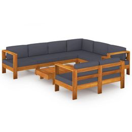 8-tlg. Garten-Lounge-Set mit Dunkelgrauen Auflagen Akazienholz vidaXL