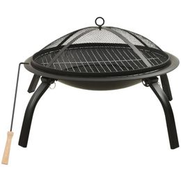 2-in-1 Feuerstelle und Grill mit Schürhaken 56x56x49 cm Stahl vidaXL