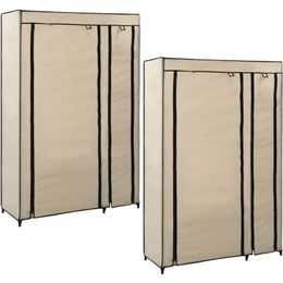 vidaXL - Faltschränke 2 Stk. Creme 110x45x175 cm Stoff