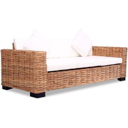 3-Sitzer-Sofa Natürliches Rattan vidaXL