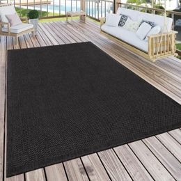 Paco Home Outdoor Teppich Für Terrasse Und Balkon Küchenteppich Einfarbig Modern Schwarz 300x400 cm