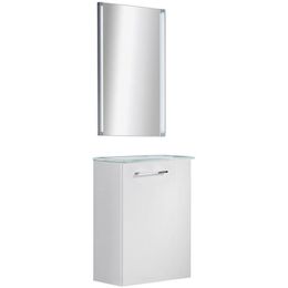 Sbc sceno Gäste wc Set 3-teilig 45 cm, Weiß, links, Glas Weiß, LED-Spiegel-90054145 - Fackelmann