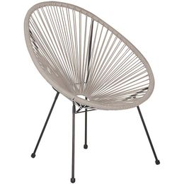 Beliani Balkonstuhl Hellgrau Polyrattan Spaghetti-Optik Modern Mexikanischer Stil Outdoor Balkon Terrasse Garten Möbel