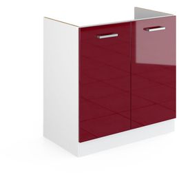 VICCO - Spülenunterschrank R-Line, Bordeaux Hochglanz, 80 cm ohne Arbeitsplatte