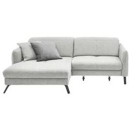 Ecksofa SET ONE BY Musterring "SO 4400 V" Sofas Gr. B/H/T: 259cm x 84cm x 167cm, Struktur weich AMSTERDAM, Recamiere links, mit Armteilverstellung-mit Kopfteilverstellung-mit Sitting-Bett motorisch-Kaltschaum, silberfarben (silber) wahlweise mit motorischer Bettfunktion & Kopfverstellung, Fuß schwarz