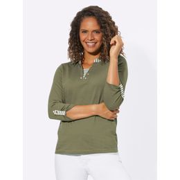 WITT Damen 3/4-Arm-Shirt in 2-in-1-Optik, khaki, Gr&ouml;&szlig;e 40