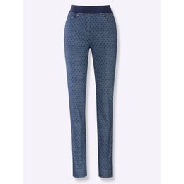 WITT Damen Schlupfjeans mit geripptem Strick-Dehnbund, dark blue-bedruckt, Gr&ouml;&szlig;e 205