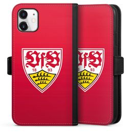 DeinDesign iPhone 11 Handy Klapph&uuml;lle Handyh&uuml;lle aus Kunst Leder schwarz Flip Case Logo Official Licensed Product Vfb Stuttgart Sideflip mit Lasche