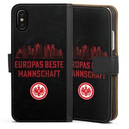 DeinDesign iPhone X Handy Klapph&uuml;lle Handyh&uuml;lle aus Kunst Leder schwarz Flip Case European Cup Eintracht Frankfurt Merchandise Sideflip mit langer Lasche