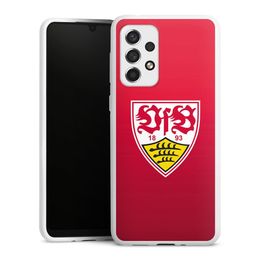 DeinDesign Galaxy A33 5G Handy Silikon H&uuml;lle Case wei&szlig; Handyh&uuml;lle Vfb Stuttgart Official Licensed Product Logo Silikon Case