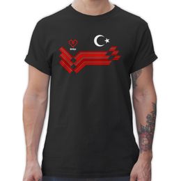 Shirtracer T-Shirt Türkiye Fanartikel EM, Türkei Wappen 2024 Fussball EM Fanartikel, schwarz, M, 01 Schwarz