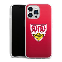 DeinDesign iPhone 13 Pro Handy Silikon H&uuml;lle Case wei&szlig; Handyh&uuml;lle Logo Official Licensed Product Vfb Stuttgart Silikon Case