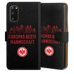 DeinDesign Galaxy S20 Handy Klapph&uuml;lle Handyh&uuml;lle aus Kunst Leder schwarz Flip Case Merchandise European Cup Eintracht Frankfurt Sideflip mit Lasche