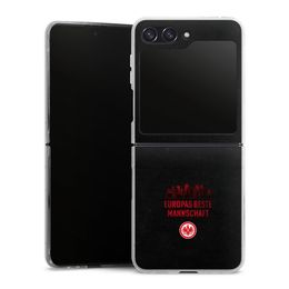 DeinDesign Galaxy Z Flip 5 Handy Hard Case Schutzh&uuml;lle transparent Smartphone Handy H&uuml;lle Merchandise European Cup Eintracht Frankfurt Hard Case