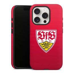 DeinDesign iPhone 15 Pro Handy Panzer Handyh&uuml;lle robuste Outdoor H&uuml;lle Schutzh&uuml;lle matt Logo Official Licensed Product Vfb Stuttgart Tough Case