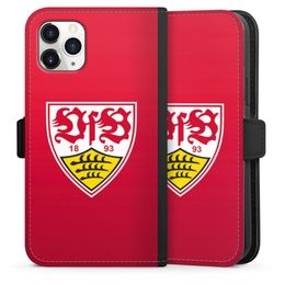 DeinDesign iPhone 11 Pro Handy Klapph&uuml;lle Handyh&uuml;lle aus Kunst Leder schwarz Flip Case Logo Official Licensed Product Vfb Stuttgart Sideflip mit Lasche