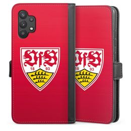 DeinDesign Galaxy A32 4G Handy Klapph&uuml;lle Handyh&uuml;lle aus Kunst Leder schwarz Flip Case Logo Official Licensed Product Vfb Stuttgart Sideflip mit Lasche
