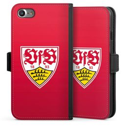 DeinDesign iPhone SE (2020) Handy Klapph&uuml;lle Handyh&uuml;lle aus Kunst Leder schwarz Flip Case Vfb Stuttgart Official Licensed Product Logo Sideflip mit Lasche