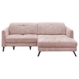 Ecksofa SET ONE BY Musterring "SO 4400 V" Sofas Gr. B/H/T: 259cm x 84cm x 167cm, Chenille JOY, Recamiere rechts, mit Armteilverstellung-mit Kopfteilverstellung-mit Sitting-Bett motorisch-Kaltschaum, rosa (altrosa) wahlweise mit motorischer Bettfunktion & Kopfverstellung, Fuß schwarz