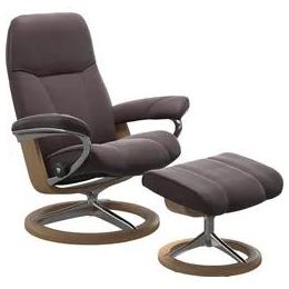 Relaxsessel stressless "Consul" Sessel Gr. Material Bezug, Material Gestell, Ausführung / Funktion, Maße B/H/T, rot (bordeaux) mit Signature Base, Größe M, Gestell Eiche