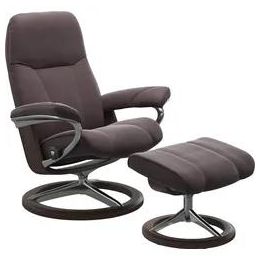 Relaxsessel stressless "Consul" Sessel Gr. Material Bezug, Material Gestell, Ausführung / Funktion, Maße, rot (bordeaux) mit Hocker, Signature Base, Größe L, Gestell Wenge