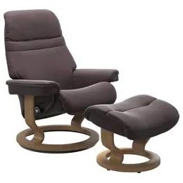 Relaxsessel stressless "Sunrise" Sessel Gr. Material Bezug, Ausführung Funktion, Maße B/H/T, rot (bordeaux) mit Classic Base, Größe L, Gestell Eiche