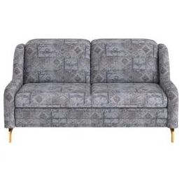 Sit & More 2-Sitzer SIT & MORE "Orient" Sofas Gr. B/H/T: 166cm x 91cm x 109cm, Jacquard, ohne Kopfteilverstellung, silberfarben (silber) inkl. 2 Zierkissen mit Strass-Stein, goldfabene Metallfüße