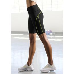 active by Lascana LASCANA ACTIVE Radlerhose '-Kurze Hose' schwarz Gr. XS (32/34) für Damen. Mit Kontrastnähte, Logodruck. Körpernah. Nachhaltig.