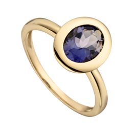 Goldring Jobo "Ring mit Iolith" Fingerringe Gr. 60, Gelbgold 585, blau (blau, blau) Damen 585 Gold