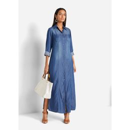 bonprix Hemdblusenkleid aus TENCEL&trade; Lyocell, blau, Gr.38, Elegantes Hemdblusenkleid aus TENCEL&trade; Lyocell