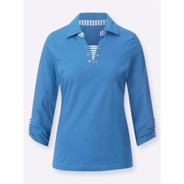 sheego Gro&szlig;e Gr&ouml;&szlig;en 3/4-Arm-Shirt in 2-in-1-Optik, blau, Gr&ouml;&szlig;e 44 - Damen