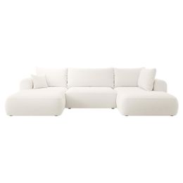 Selsey U-Form-Sofa mit Bouclé-Bezug, creme 178x95x355cm