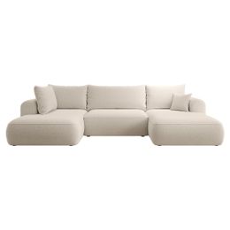 Selsey U-Form-Sofa mit Bouclé-Bezug, beige 178x95x355cm