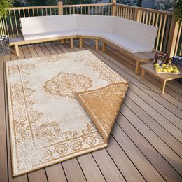 Teppich NORTHRUGS "CEBU Wendeteppich" Teppiche Gr. B/L: 240 cm x 340 cm, 5 mm, 1 St., gelb (ocker) In-& Outdoor, Wetterfest, Balkon, Wohnzimmer, Wasserfest, Orientalisch