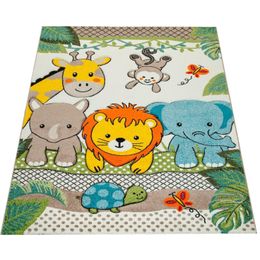 Kinderteppich Paco Home "Diamond 634" Teppiche Gr. B/L: 200 cm x 290 cm, 18 mm, 1 St., grün Kinder 3D-Kinder Design, Motiv Zootiere, Kinderzimmer