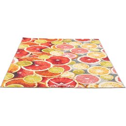 Teppich Sansibar "Rantum Beach 003" Teppiche Gr. B/L: 130 cm x 190 cm, 5 mm, 1 St., bunt (orange, multi) Flachgewebe, modernes Sommer Design, In- und Outdoor geeignet