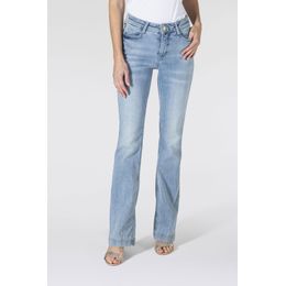 Bootcut-Jeans MAC "Dream-Boot" Gr. 32, Länge 30, blau (xummer blue) Damen Jeans Gerade geschnitten mit leicht ausgestelltem Bein