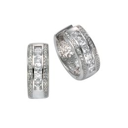 Paar Creolen Celesta "925/- Sterling Silber Zirkonia" Ohrringe Gr. ONE-SIZE, 0,195 ct, Silber 925 (Sterlingsilber), silberfarben (silbergrau, weiß) Damen