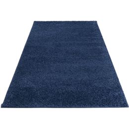 Hochflor-Teppich Home Affaire "Shaggy 30" Teppiche Gr. B/L: 200 cm x 290 cm, 30 mm, 1 St., blau Teppich, Uni Farben, besonders weich und kuschelig