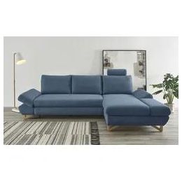 Schlafsofa Inosign "City/Giron" Sofas Gr. B/H/T: 284cm x 104cm x 166cm, Strukturstoff, Recamiere rechts, mit Bett-Funktion, blau (denim) komfortable Bettfunktion (Liegefläche 245 x 138 cm), sowie Bettkasten