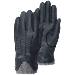 Lederhandschuhe Pearlwood "John" Gr. 9,5, schwarz (black) Damen Handschuhe Elastischer Bund mit dekorativer Ziernaht