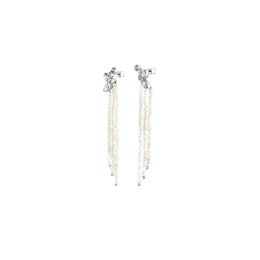 Paul Valentine Adorn Earrings Pearl Tassel Silver