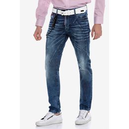 Cipo & Baxx Straight-Jeans CIPO & BAXX Gr. 30, Länge 34, blau Herren Jeans mit modischen Ziernähten