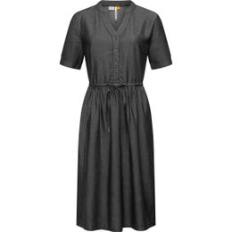 Shirtkleid Ragwear "Casarea Denim" Gr. L (40), Normalgrößen, schwarz Damen Kleider Freizeitkleider stylisches Sommerkleid mit Taillenband