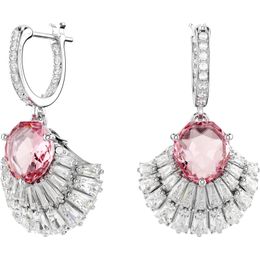 Paar Creolen Swarovski "Idyllia Drop, Muschel, 5680295" Ohrringe Gr. Metall, rosa (metallfarben, kristallweiß, rosa, rosa) Damen mit Swarovski Kristall