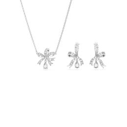 Schmuckset Swarovski "Volta Set, Schleife, 5660118" Schmuck-Sets grau (metallfarben, kristallweiß) Damen mit Swarovski Kristallen