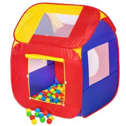 TecTake® Spielzelt, mit 200 Bällen und abnehmbarem Dach, schneller Auf- und Abbau, inklusive Tragetasche, 86 x 84 x 102 cm